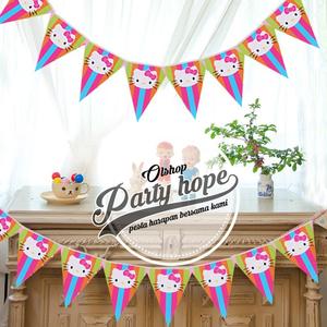 Jual bunting flag segitiga hello kitty / banner segitiga hello kitty ...
