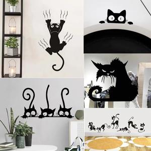 Jual Diskon Stiker Dinding Kucing Hitam Malas Kreatif Kertas Dinding ...