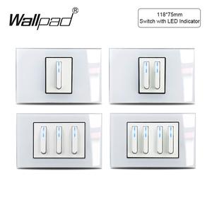 Jual 118*75mm 1 2 3 4 Gang Light Wall Switch With LED Wallpad White ...