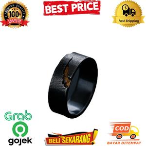 Jual Cincin Hitam Pria Titanium Perunggu Retakan Petir Men Ring Keren ...