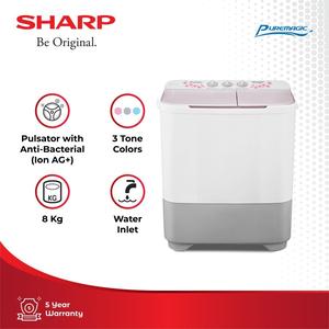 Promo Sharp Mesin Cuci ES-T90MW-BK-HK-PK 8kg - Biru/ Pink/ Abu-Abu ...