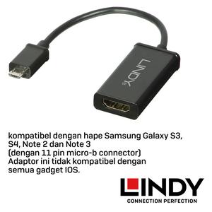 Jual Adapter MHL LINDY Micro-B to HDMI 1080p 60Hz for Android MHL 2.0 ...