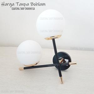 Jual Lampu dinding kaca minimalis modern 2lampu hitam + gold ruang tamu ...