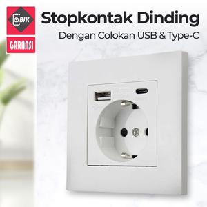 Jual Stopkontak Dinding USB Type-C Soket Listrik Square Wall Socket ...