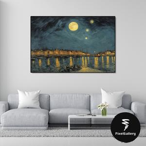 Jual Lukisan Bulan Purnama Abstrak Wall Decor Estetik Cetak - Cetak ...
