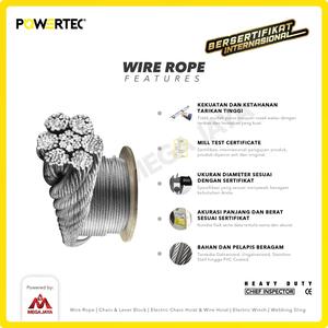 Jual POWERTEC Wire Rope / Kawat Seling Baja 6x36 IWRC 50mm Ungalv - 1 Meter - Jakarta Timur ...