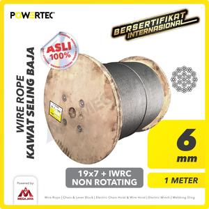 Jual POWERTEC Wire Rope / Kawat Seling Baja 19x7 IWRC 6mm NR - 1 Meter - Jakarta Timur ...