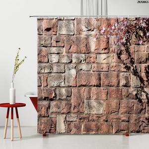 Jual . 3D Printing Brick Pattern Shower Curtains Set Vintage Stone ...