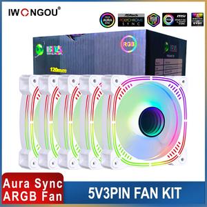 Jual 120mm Fan Rgb 4pin Pwm Branco Kit Fans Argb Ar12pro 5v3pin Aura ...