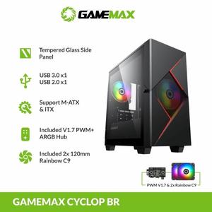 Jual [UNIK] PC Case Gamemax Cyclops B Red M-ATX with ARGB fan & PWM v1 ...