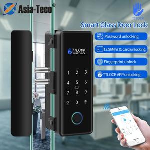 Jual TTLOCK APP Fingerprint Lock Bluetooth Smart Glass Door Lock ...