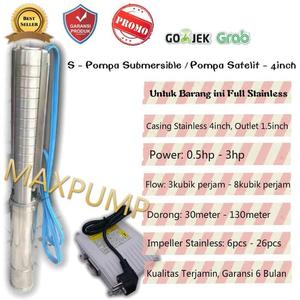 Jual Pompa Satelit MAXPUMP 0.75hp Plus Control Box Untuk Casing Sumur ...
