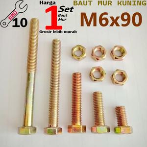 Jual Baut Mur Kuning Hex M6x90 9cm Besi Galvanis BMK Hexagon M6 Kunci 10 - Kota Tangerang ...