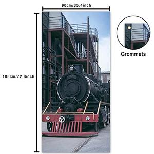 Jual Railroad Steam Train Banner Backdrop Background Crossing Railway ...