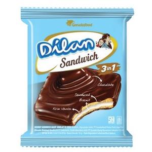 Jual DILAN SANDWICH 16gr COKLAT BISKUIT COOKIES GARUDA FOOD KUE WAFER ...