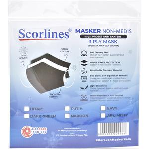 Jual Masker Kain Non Medis Ear Loop 3 ply Scorlines - Kota Bandung ...