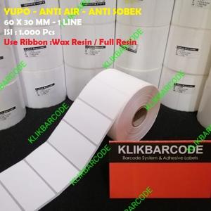 Jual Label Sticker Barcode YUPO 60 X 30 MM Core 1 Inchi 1 Line isi 1000 ...