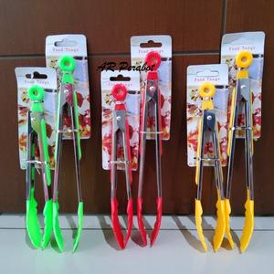 Jual Capitan Makanan Stainless Penjepit Silikon Capit Gorengan Panggang ...