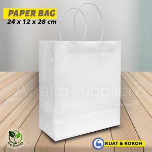Jual Paper Bag Polos - Paper Bag Tali Kertas | 24x12x28 cm - PUTIH ...
