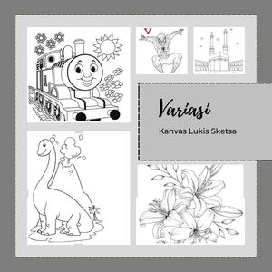 Jual Kanvas Sketsa Canvas Mini Media Lukis Anak Gambar Kartun Bunga ...