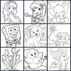 Jual Kanvas Lukis Anak Sketsa Gambar Kartun Canvas Mini 20x20 & 20x30 ...