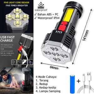 Promo Senter 5LED Super Terang Jarak Jauh + P900 COB Emergency/Camping ...