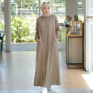 Jual Gamis Katun Haruka Motif Kotak kotak / Gamis kancing / Emma Dress ...