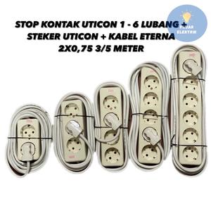 Jual ready STOP KONTAK UTICON 2 - 6 LUBANG + KABEL ETERNA + STEKER ...