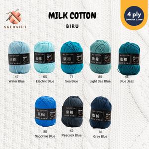 Promo Benang Rajut Milk Cotton 4 ply - Varian Warna Biru - Water Blue ...