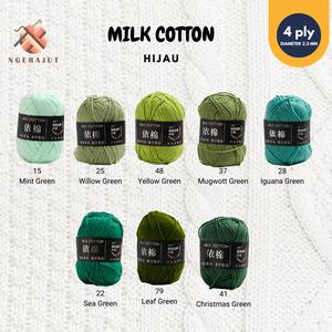Promo Benang Rajut Milk Cotton 4 ply - Varian Warna Hijau - Mint Green ...