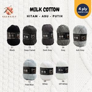 Jual Benang Rajut Milk Cotton 4 ply - Varian Warna Hitam, Abu, Putih ...