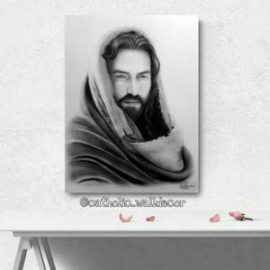 Jual Poster rohani Kristen Katolik gambar Tuhan Yesus BW version hiasan ...