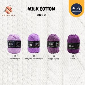 Promo Benang Rajut Milk Cotton 4 ply - Varian Warna Ungu - Grape Purple ...