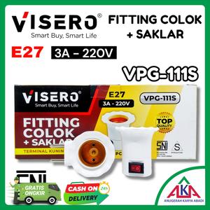 Jual Fitting Colok Putih Saklar VISERO VPG-111S E27 3A 250V Kuningan ...