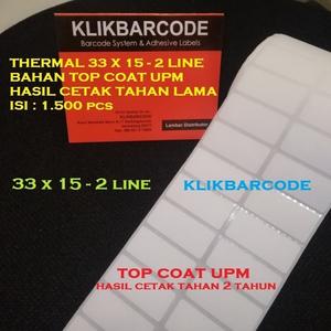 Jual LABEL BARCODE 33 X 15 mm KERTAS STICKER LABEL THERMAL 33x15 2L ...