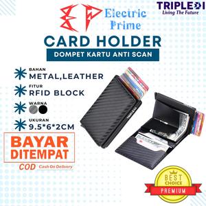 Jual TRIPLEDI Dompet Kartu Lontar Anti Scan RFID Block Auto Pop Up Card ...