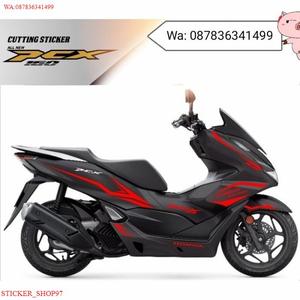 Jual Stiker pcx 160 cutting sticker pcx 160 body hitam sticker merah ...