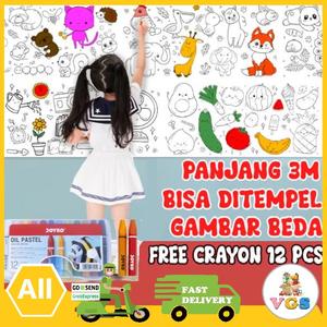 Promo Mainan Anak Drawing Roll Menggambar Mewarnai FREE Crayon 12 Pcs ...