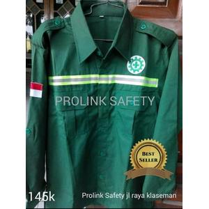 Jual Baju safety seragam proyek hijau lapangan kemeja hem kerja pria ...