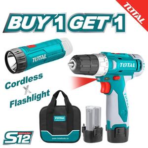 Jual TOTAL CORDLESS DRILL / BOR TANGAN BATRE / 10MM/ TOTAL TDLI228120 ...