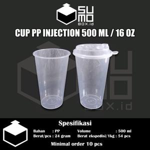 Jual Gelas plastik 500ml + Tutup PP Cup Injection Reusable / Thinwall ...