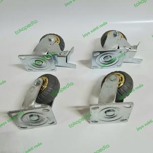 Jual Roda karet kembang elastis 4 inch heavy duty (2putar+rem 2putar ...