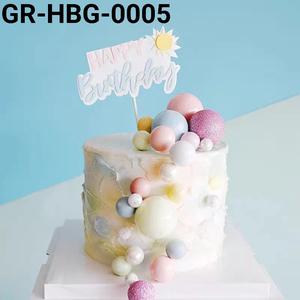 Jual GR-HBG-0005 Cake topper hiasan kue bola glitter emas perak pink putih - HBG-0005-RG ROS ...