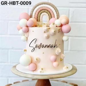 Jual GR-HBT-0009 Cake topper hiasan kue bola emas perak biru pink putih ...