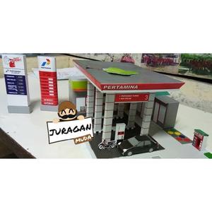 Jual DIY Miniatur Papercraft SPBU Pertamina Plus 2 Totem Mera godwti ...