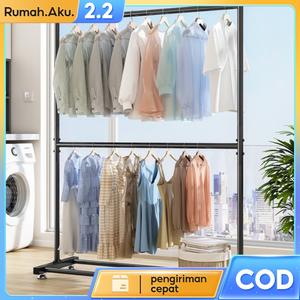 Jual Produk terlaris RA Stand Hanger Besi Kuat 2 Tingkat Gawang Baju ...