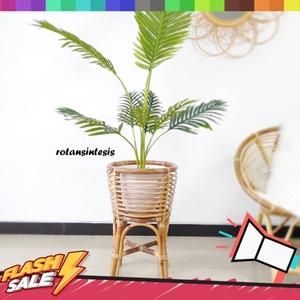 Jual Standing Keranjang Pot Bunga Single Bulat Rotan Alami - Kecil ...