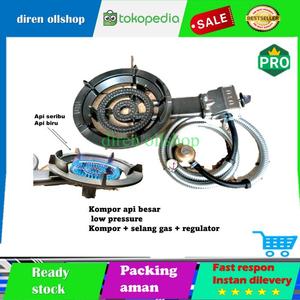 Jual kompor api besar dan biru low pressure 1set selang + regulator ...