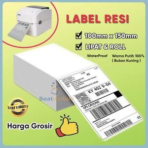 Promo Kertas Resi Label Thermal A6 Resi Barcode - 100x150mm Lipat/Roll ...