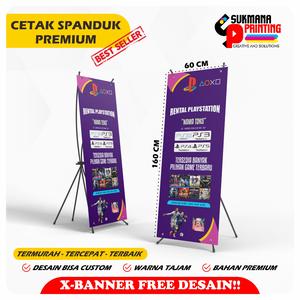 Promo CETAK X-BANNER STAND 1 SET RANGKA SPANDUK RENTAL PS 160X60 CM ...